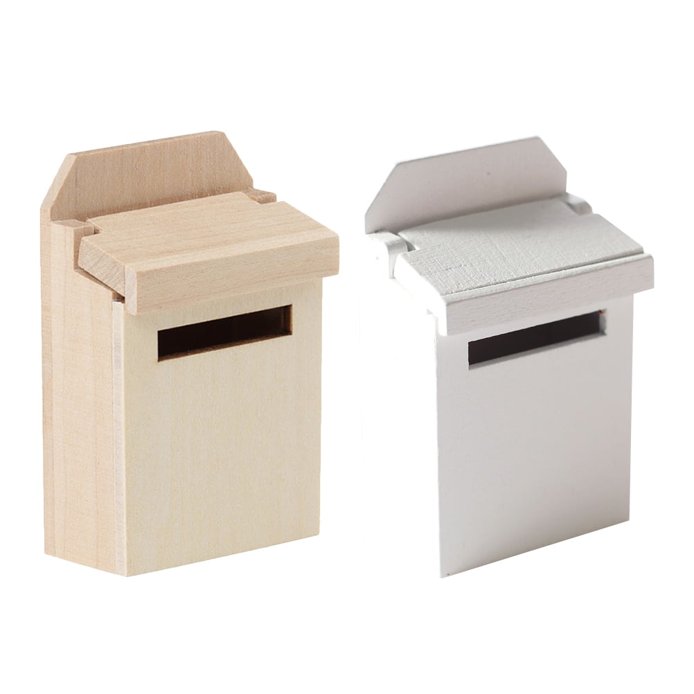 WORGEOUS 2pcs Mini Mailbox Model Miniature Wood Letterbox Miniature ...
