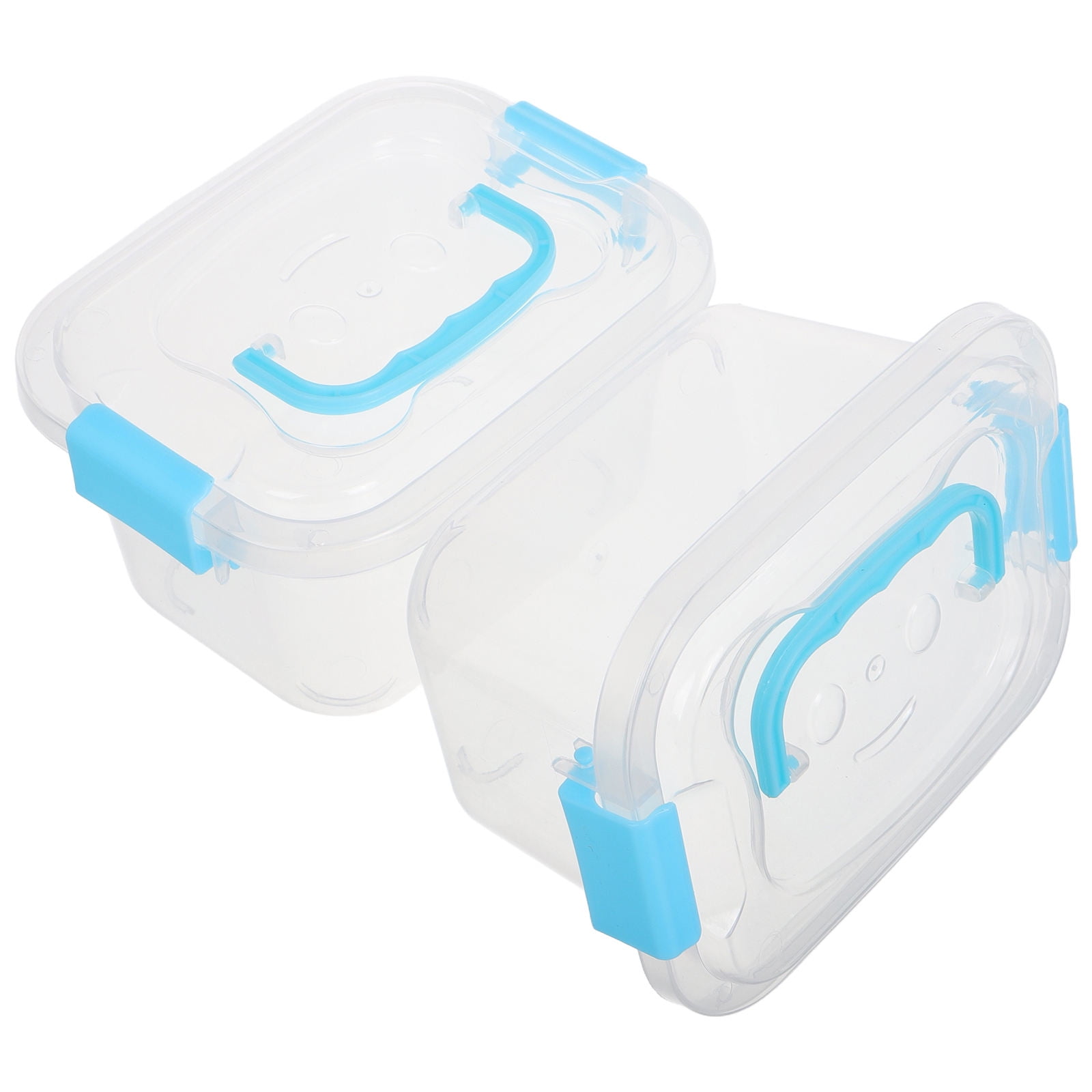 WORGEOUS 2pcs Mini Plastic Storage Bins With Lid Clear Latch Small ...