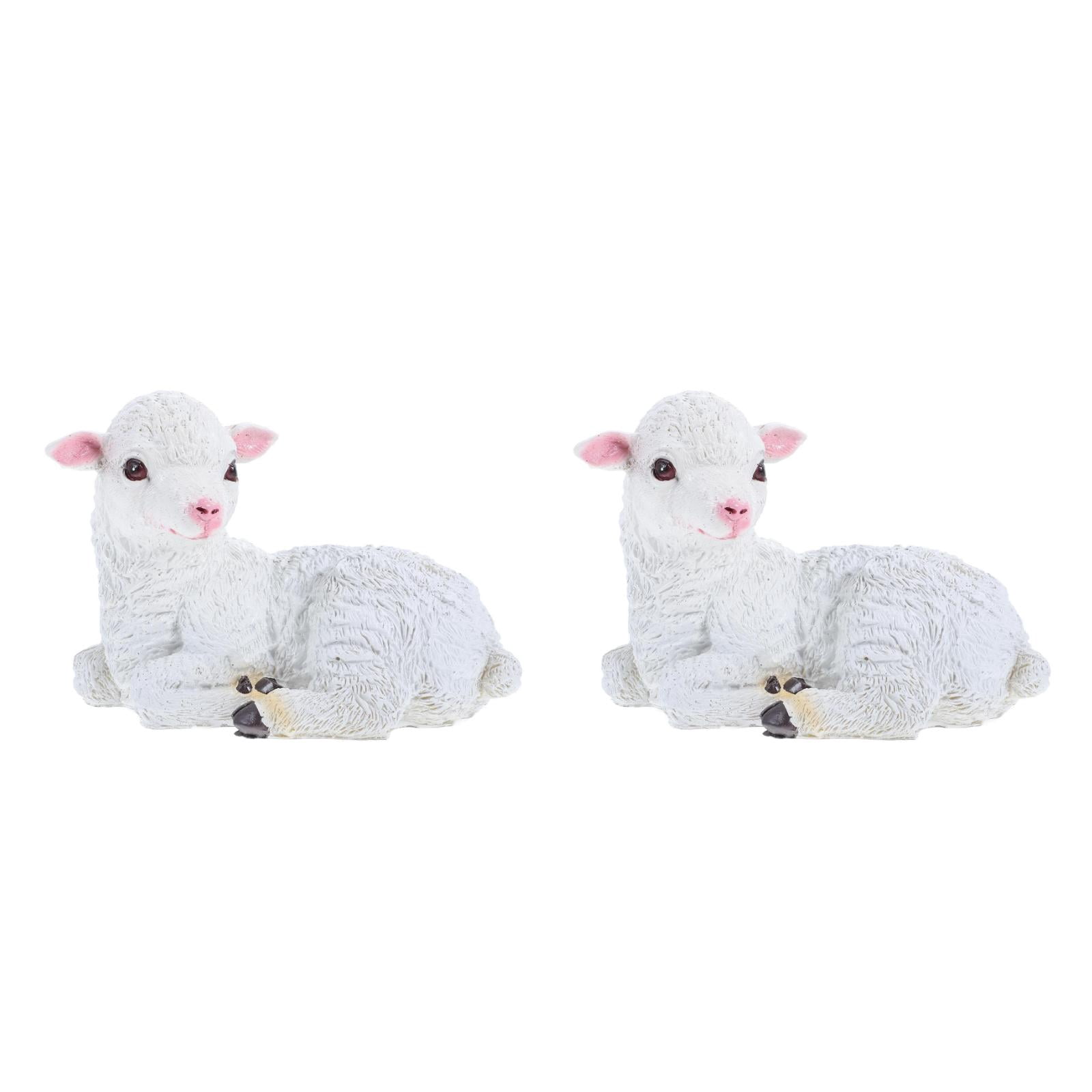 WORGEOUS 2pcs Miniature Crafts Goat Figurine Sheep Resin Statue Lovely ...