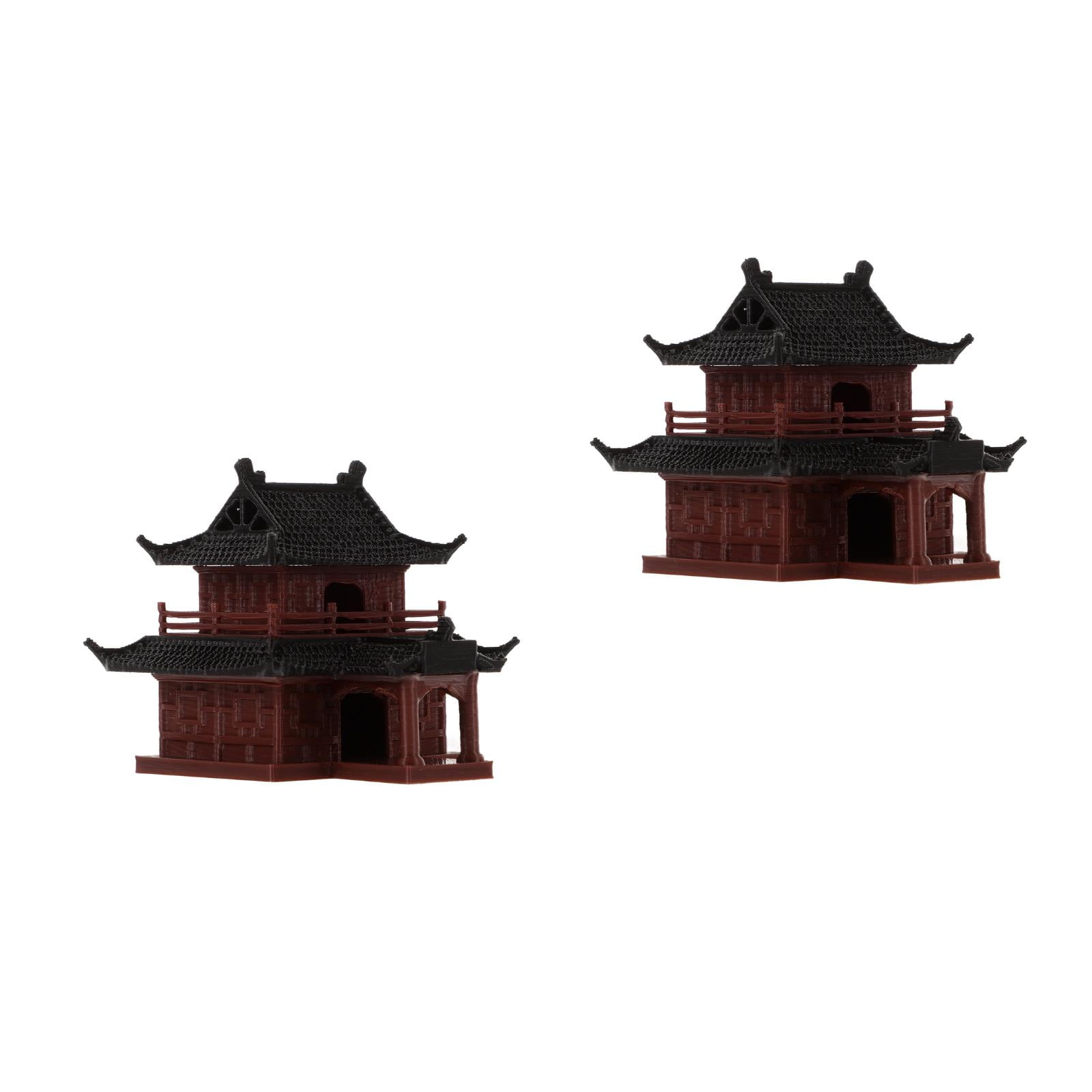 WORGEOUS 2pcs Miniature Pagoda Statue, Fairy Garden Pavilion Figurine ...
