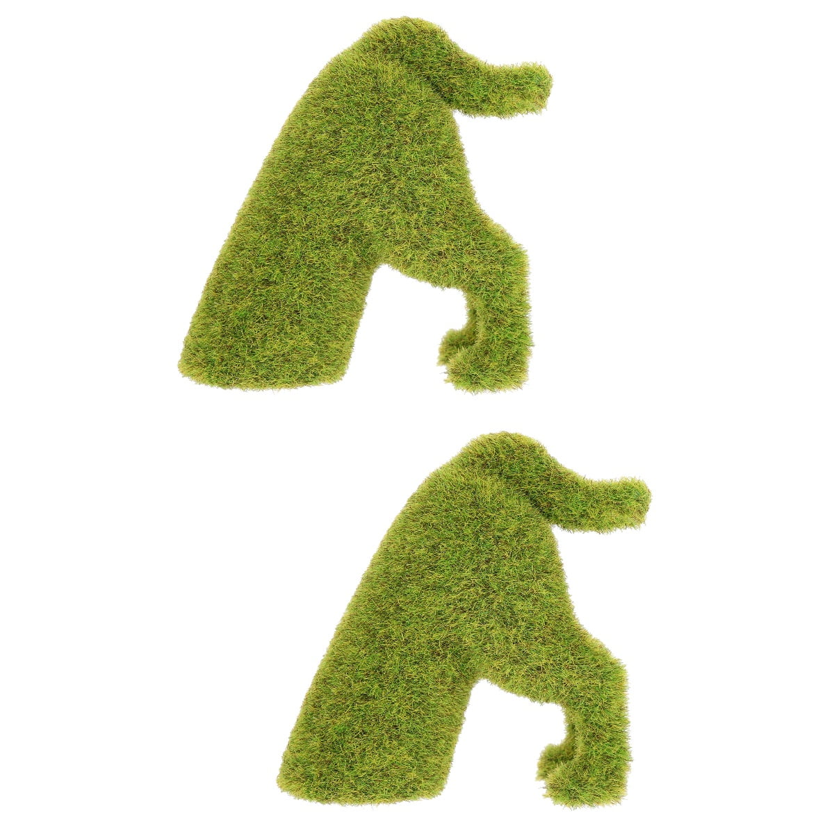 WORGEOUS 2pcs Moss Statue Flocked Puppy Flocking Peeing Sculpture Green ...