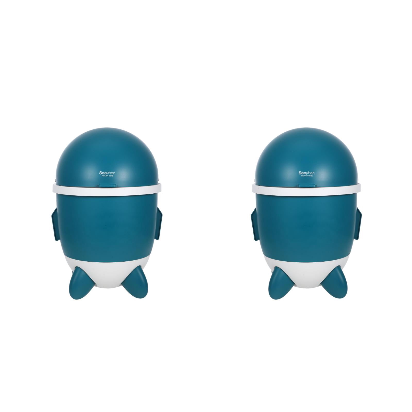 WORGEOUS 2pcs Plastic Trash Can With Lid Cute Rocket Shaped Waste ...