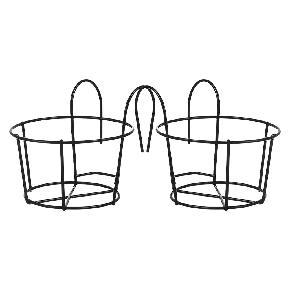 WORGEOUS 2pcs Railing Planters Outdoor Balcony Hanging Baskets Fence ...