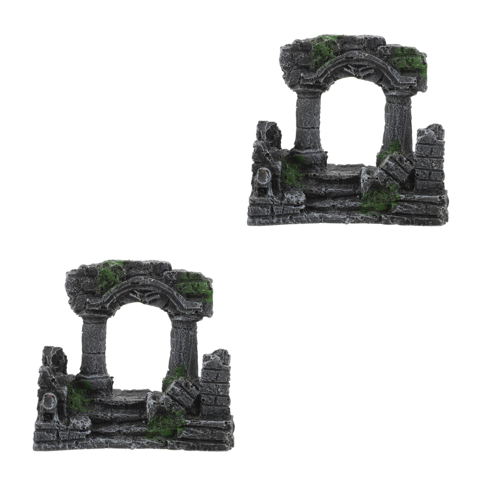 WORGEOUS 2pcs Resin Castle Stone Hideouts Aquarium Decor Fish Cave ...