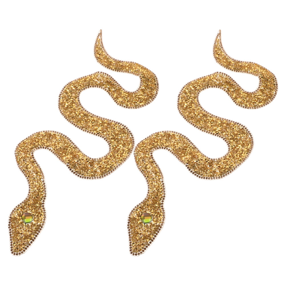 WORGEOUS 2pcs Rhinestones Snake Patch Crystal Snake Applique Sew On ...