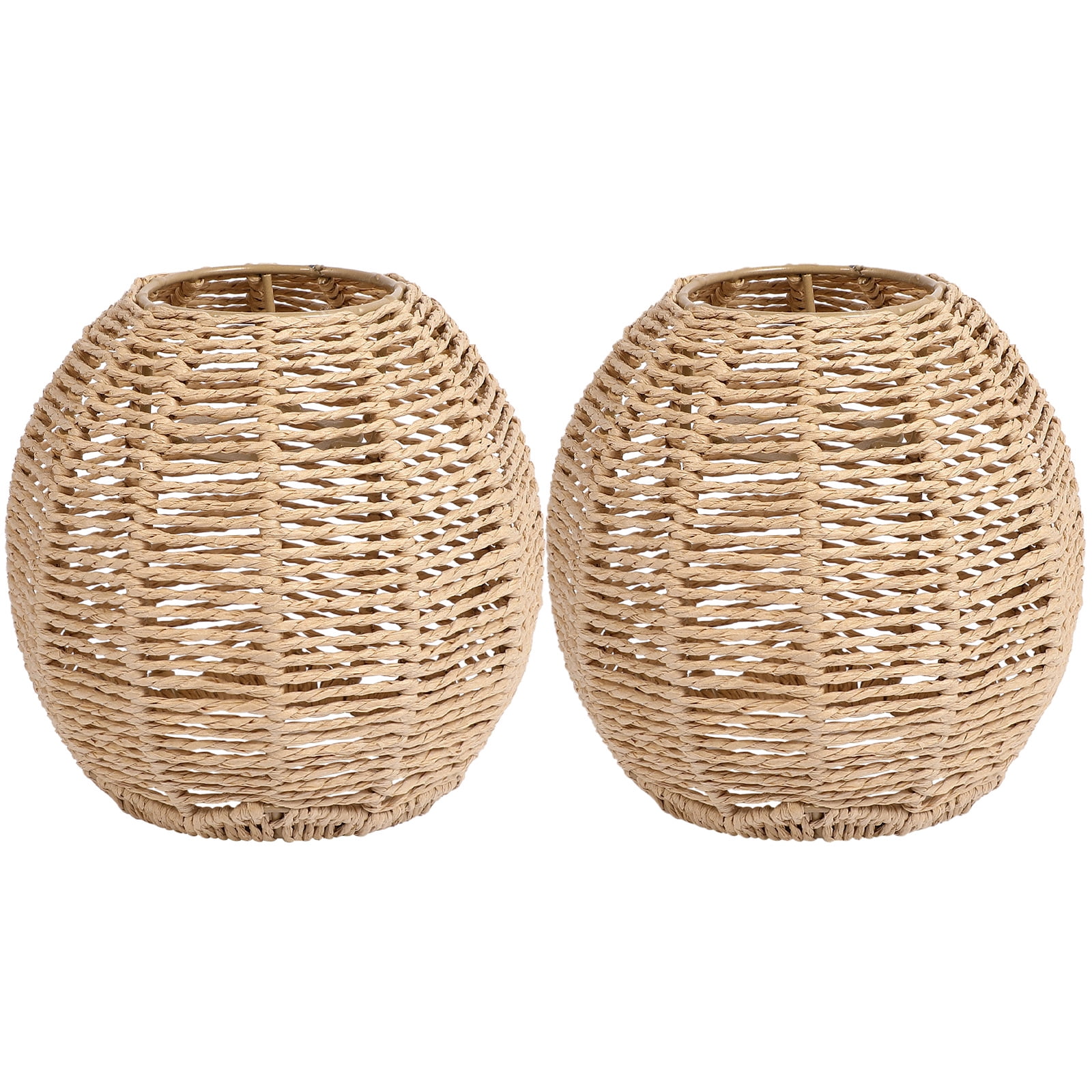 WORGEOUS 2pcs Simulation Rattan Lampshade Farmhouse Ceiling Light Cover ...