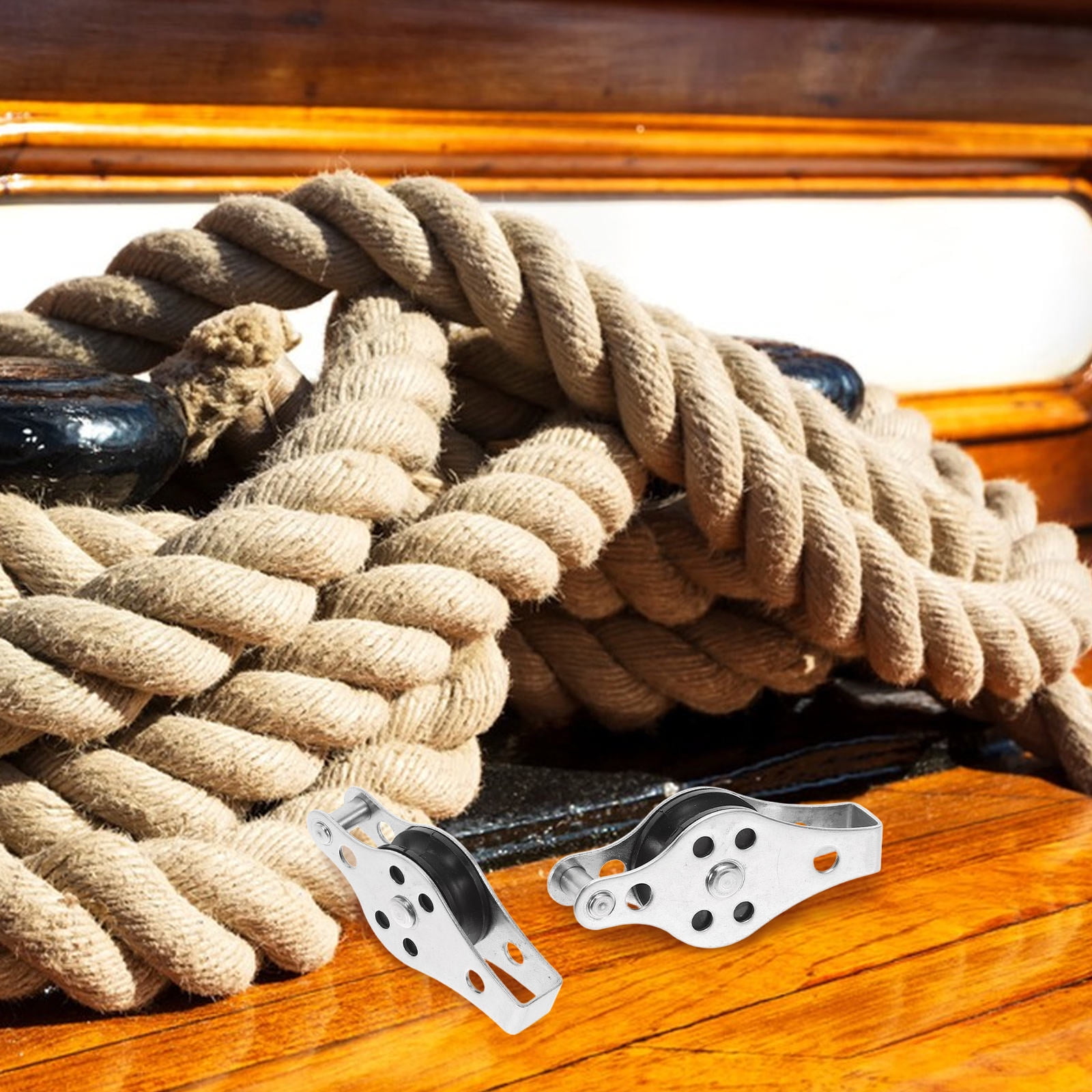 WORGEOUS 2pcs Stainless Steel Pulley For Kayak And Canoe Pulley Wheel ...