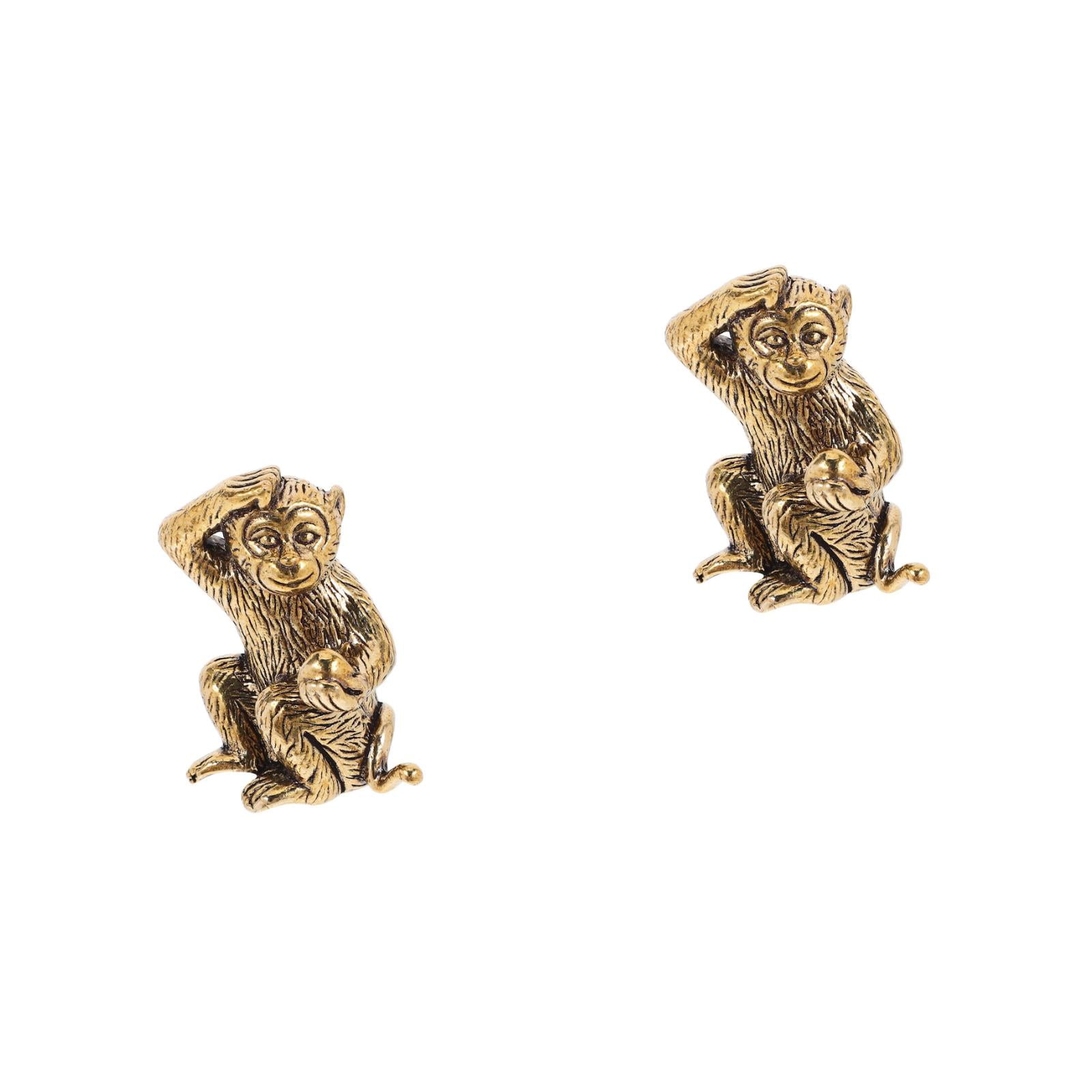 WORGEOUS 2pcs Unique Sun Wukong Monkey Statue Chinese Monkey Statue For ...