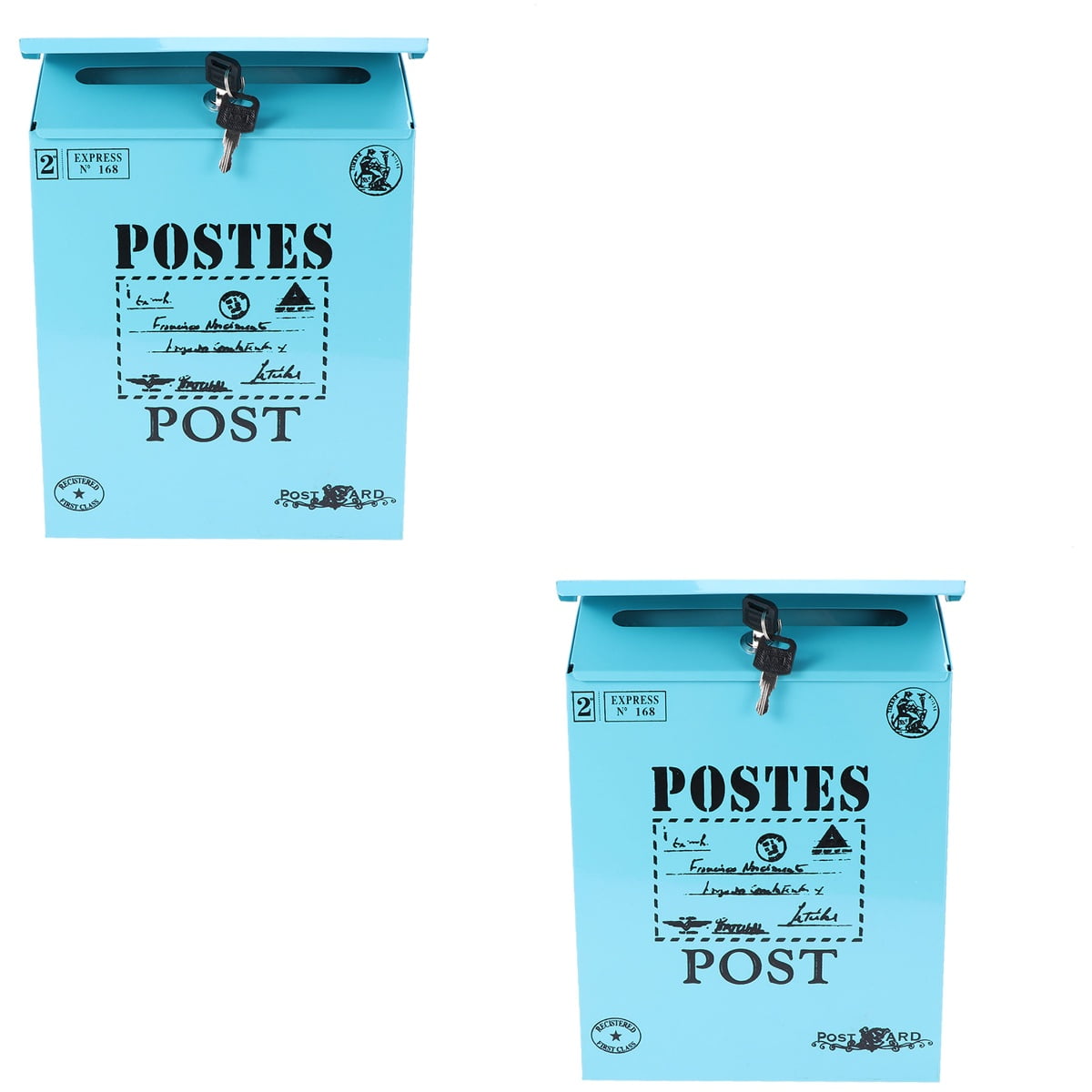 WORGEOUS 2pcs Wall Hanging Mounted Locking Mailbox Vintage Drop Iron ...