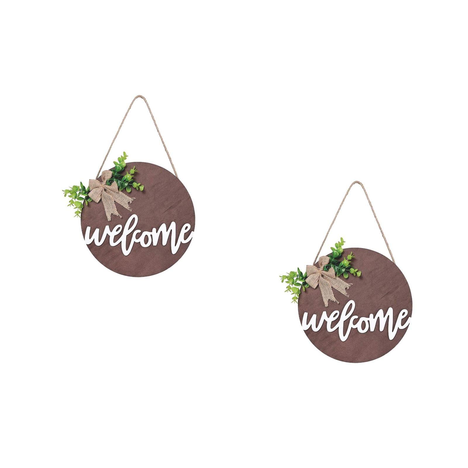 WORGEOUS 2pcs Welcome Sign For Front Door 30cm Wooden Hanging Plaque ...