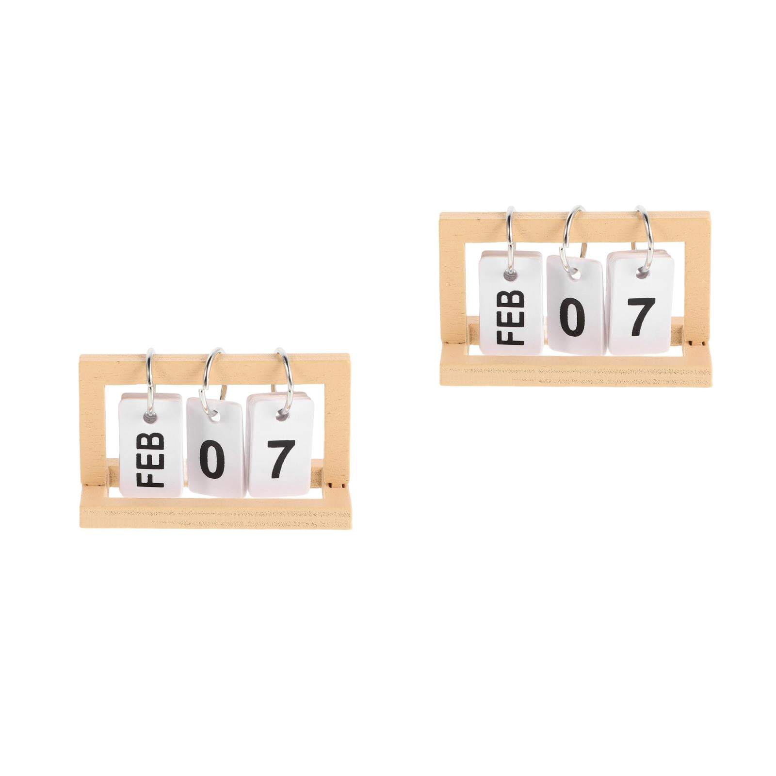 WORGEOUS 2pcs Wooden Desk Calendar For Dollhouse Mini Daily Schedule ...