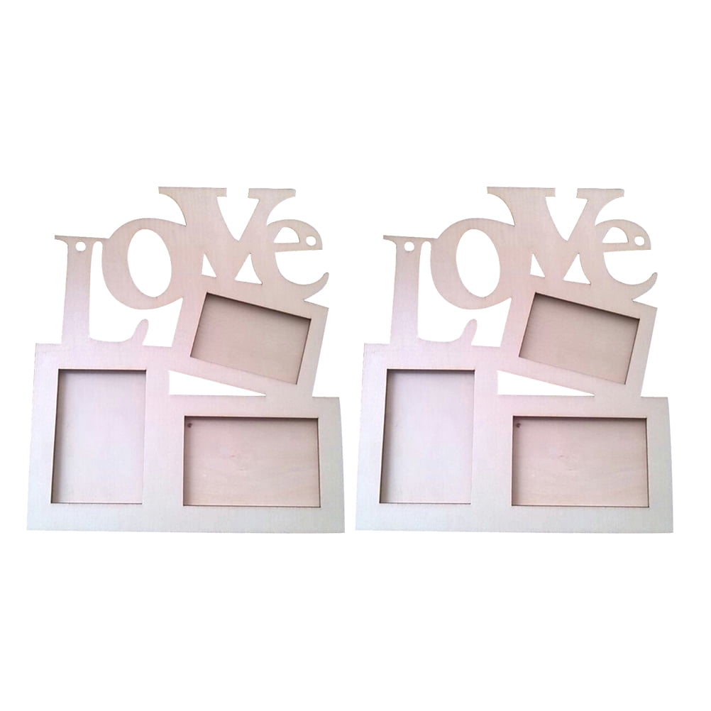 WORGEOUS 2pcs Wooden Pictures Frame Love Family Photo Picture Frame ...