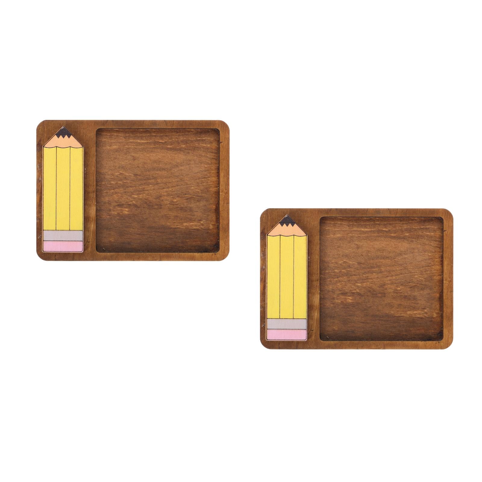 WORGEOUS 2pcs Wooden Sticky Tabs Container Desktop Wood Memo Notes Box ...