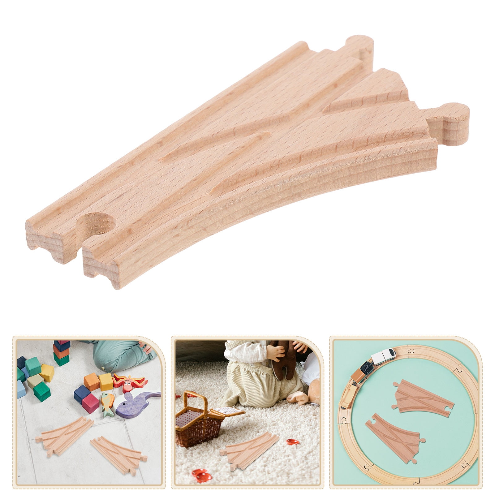 WORGEOUS 2pcs Wooden Train Track Accessories Multi-Directional Switch ...