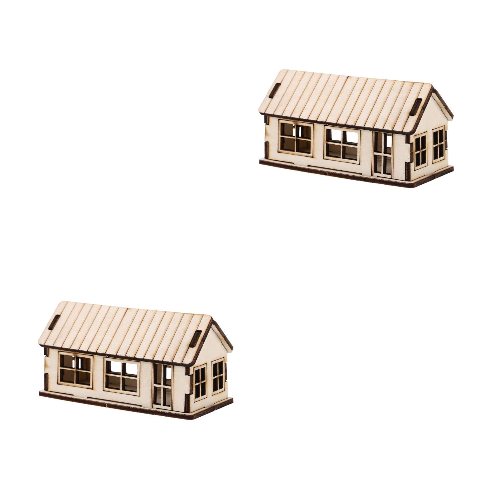 WORGEOUS 2pcs Wooden Unfinished House Craft for Kids DIY Paint House ...
