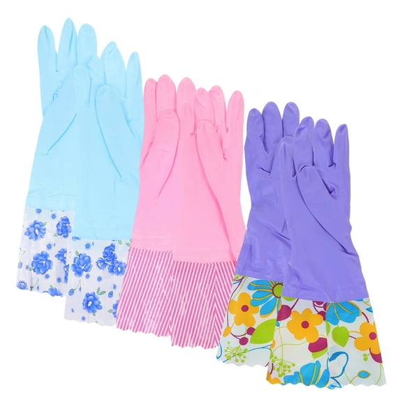 WORGEOUS 3 Pairs Kitchen Dishwashing Gloves Scrubbing Hand Waterproof ...