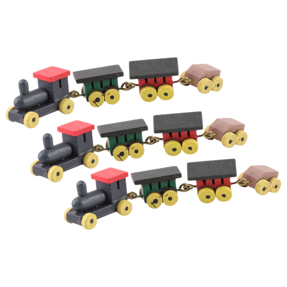 BRIGHTFUFU Doll House Train Miniature Wooden Train Red Educational Toy ...
