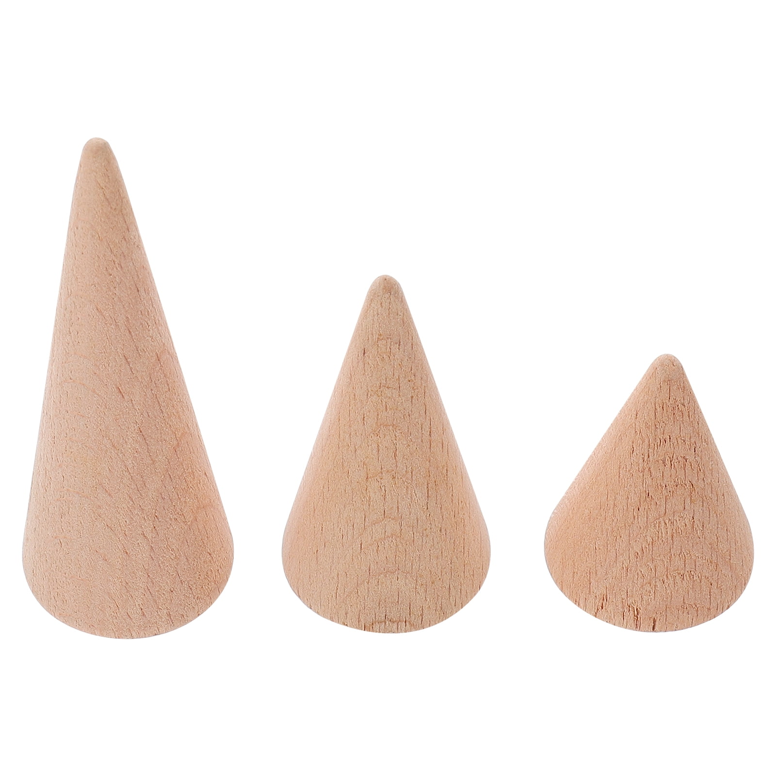 GOOHOCHY Creative Design Wood Cones Rings Holder 3Pcs 3.1x1.2x1.2in ...