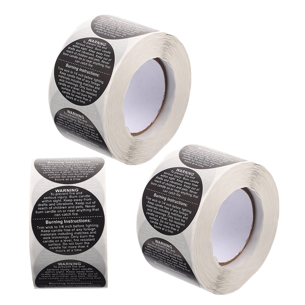 WORGEOUS 3 Rolls Caution Stickers Candle Packaging Stickers Scented ...
