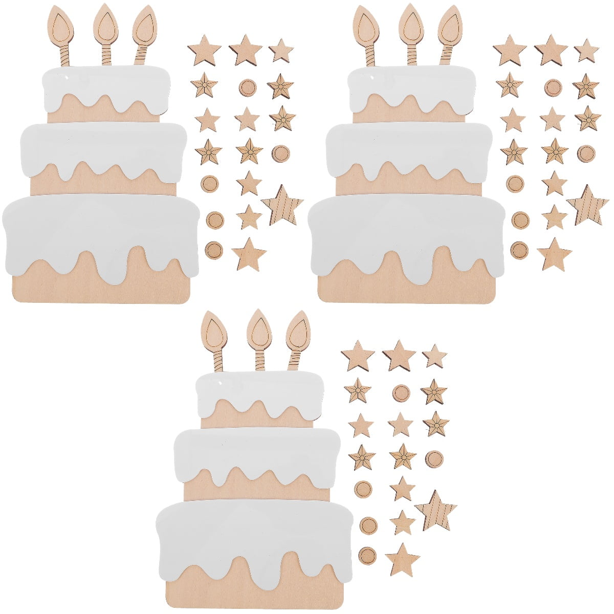 WORGEOUS 3 Sets Birthday Party Decorative Props Wood Birthday Cards ...