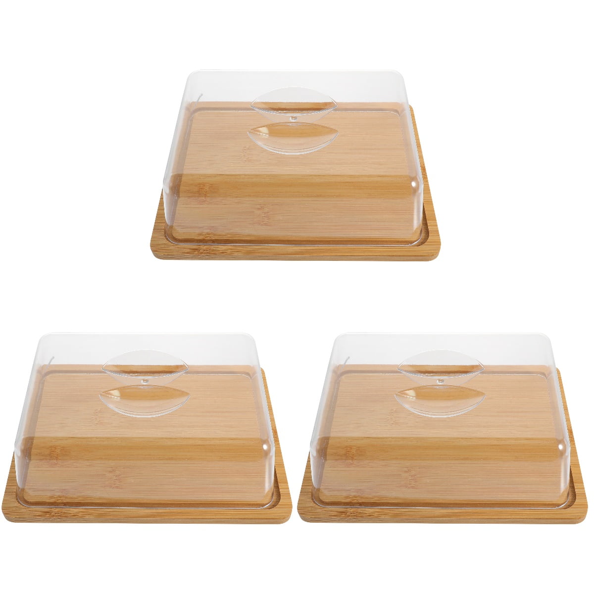 WORGEOUS 3 Sets Cake Plate Cake Dome Bamboo Cake Stand Cake Dome Cover ...