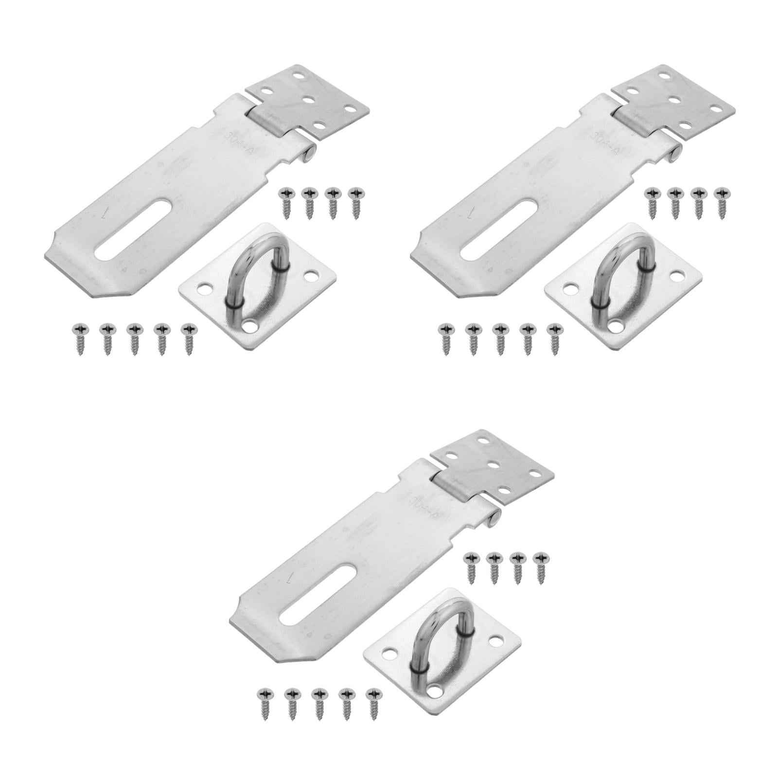 WORGEOUS 3 Sets Gate Hasp Lock Stainless Steel Security Padlock Hasp ...