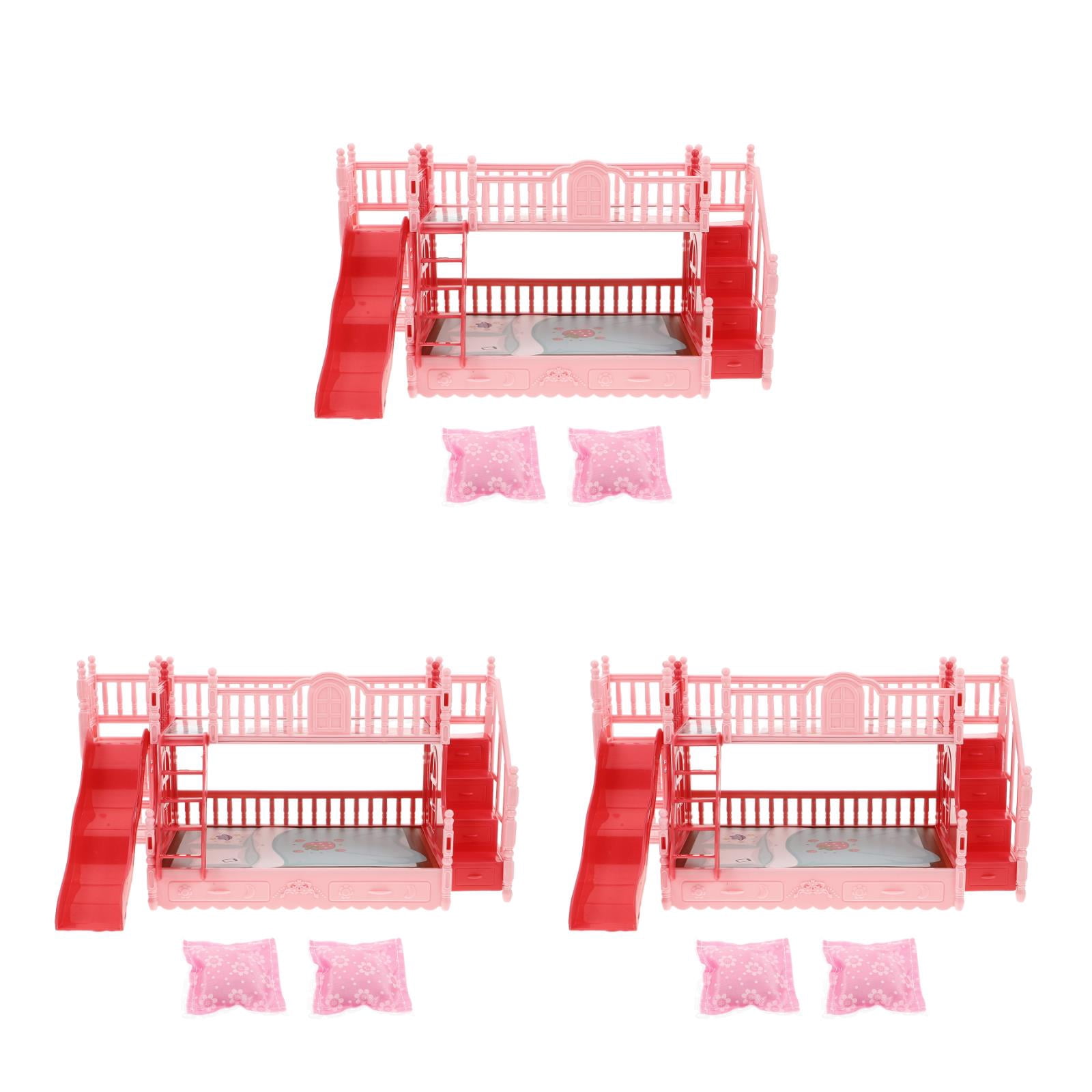 WORGEOUS 3 Sets Miniature Dollhouse Bunk Bed Dollhouse Accessories ...