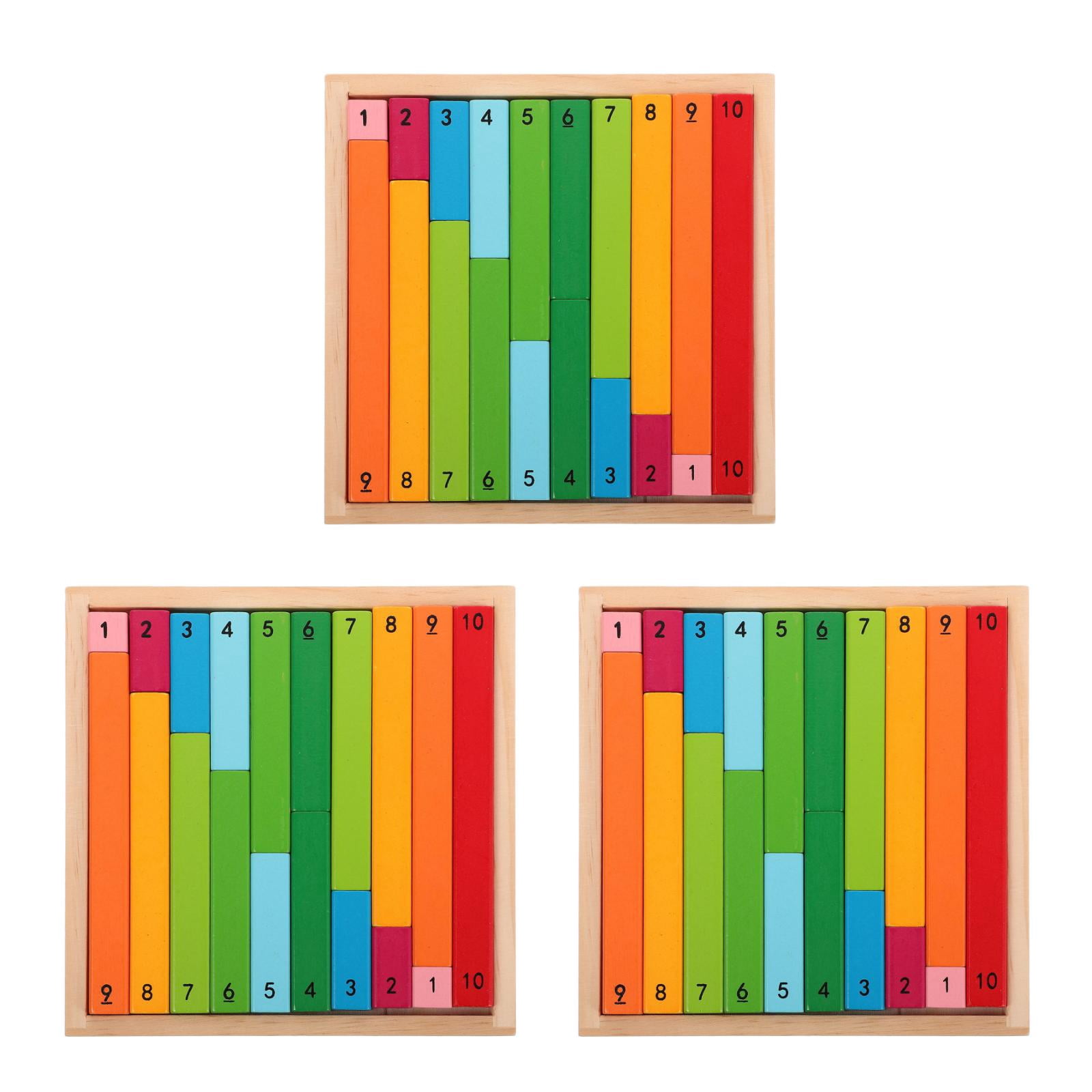 WORGEOUS 3 Sets Montessori Math Rods Wooden Math Rods Counting Learning ...
