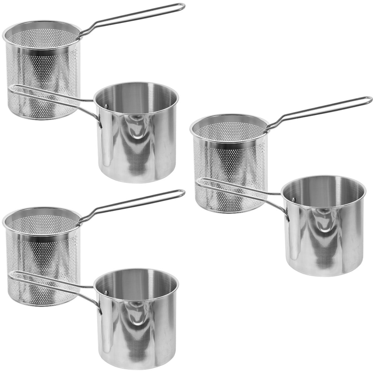 WORGEOUS 3 Sets of Household Frying Pot Stainless Steel Frying Kit ...