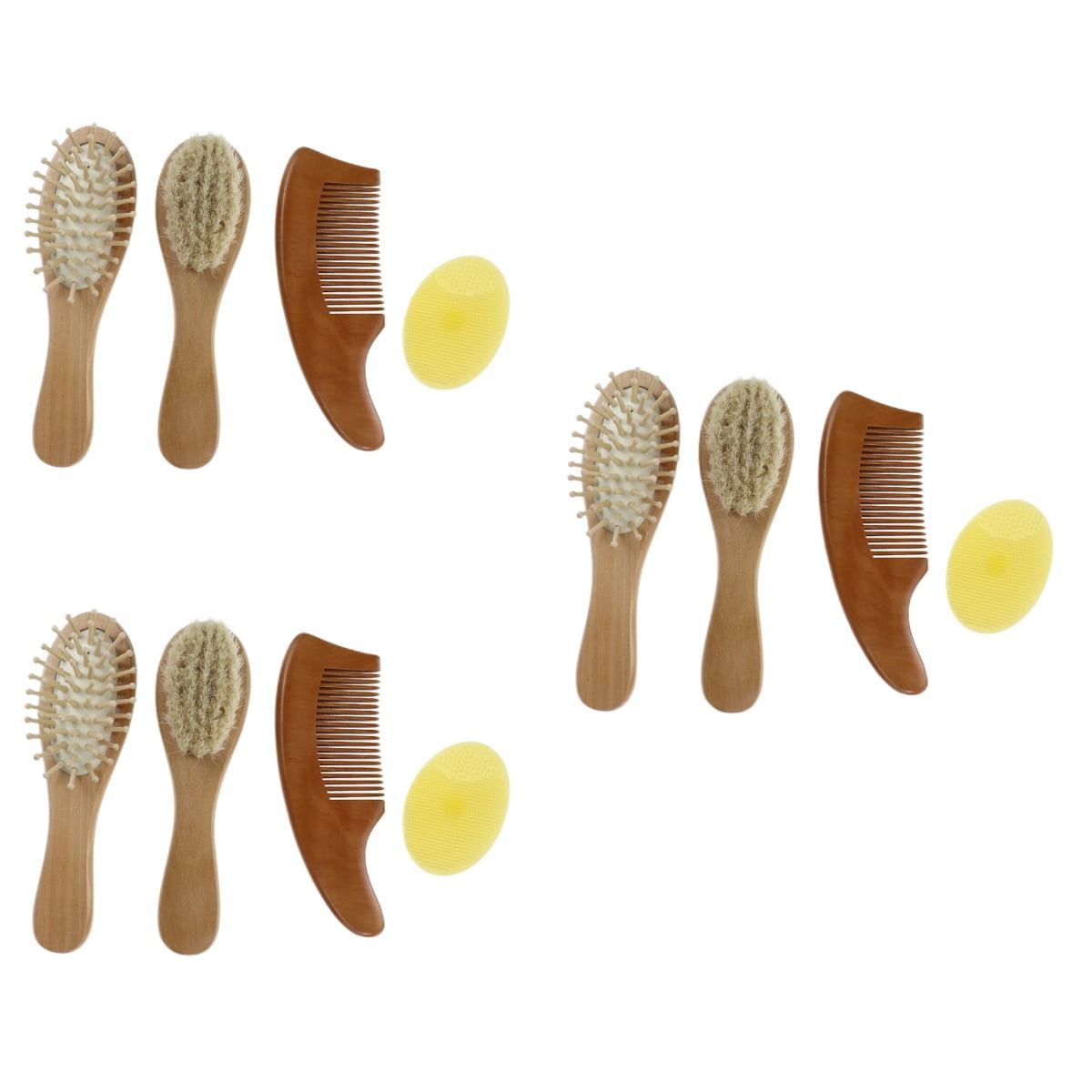 WORGEOUS 3 Sets of Wooden Handle Wool for Home Infant Shower with Comb ...