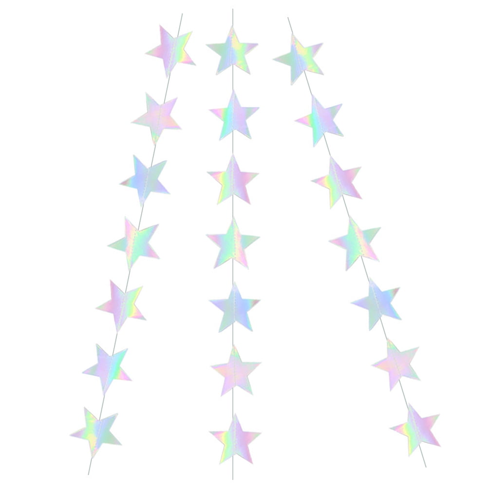 WORGEOUS 3 Strings of Shiny Star Garland Hanging Decor Birthday Party ...