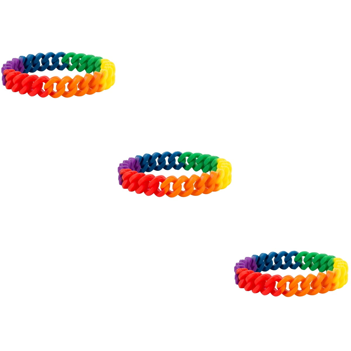WORGEOUS 3 pcs Rainbow Color Bracelet Personalized Rainbow Chain Link ...