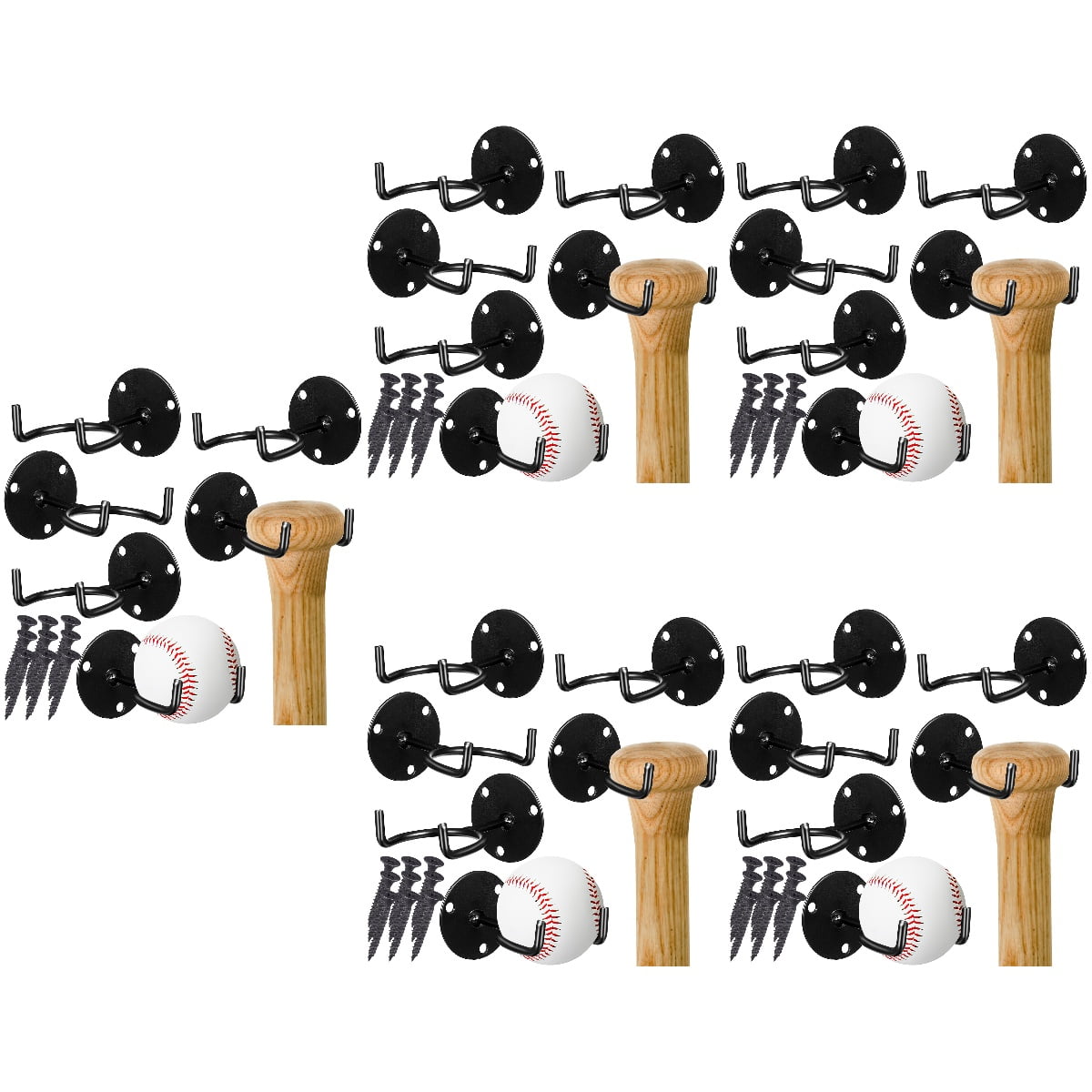 WORGEOUS 30 Pcs Baseball Bat Holders Multipurpose Sturdy Bat Racks Wall ...