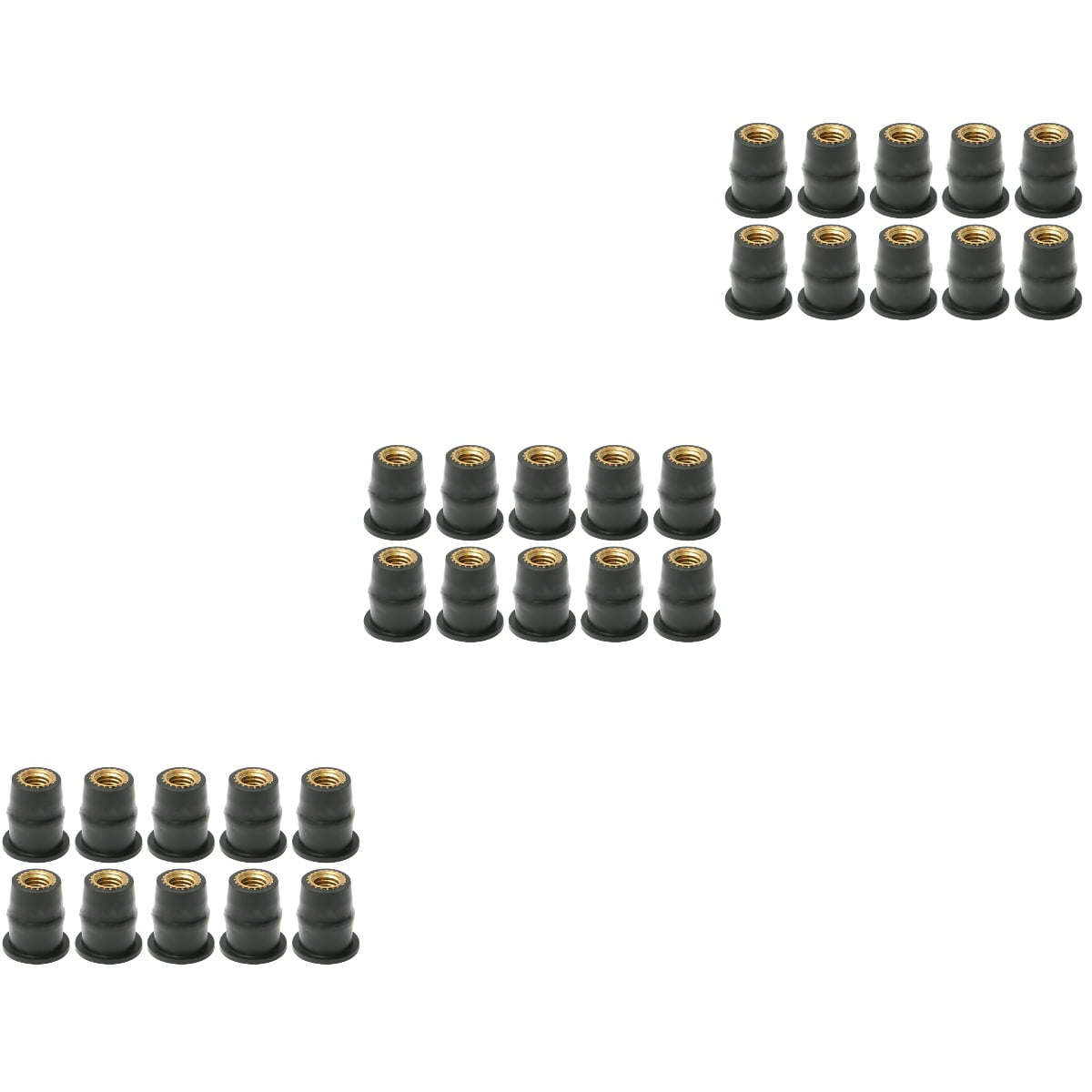 WORGEOUS 30 Pcs Metric Rubber Well Nuts Brass Insert Expansion Nut for ...