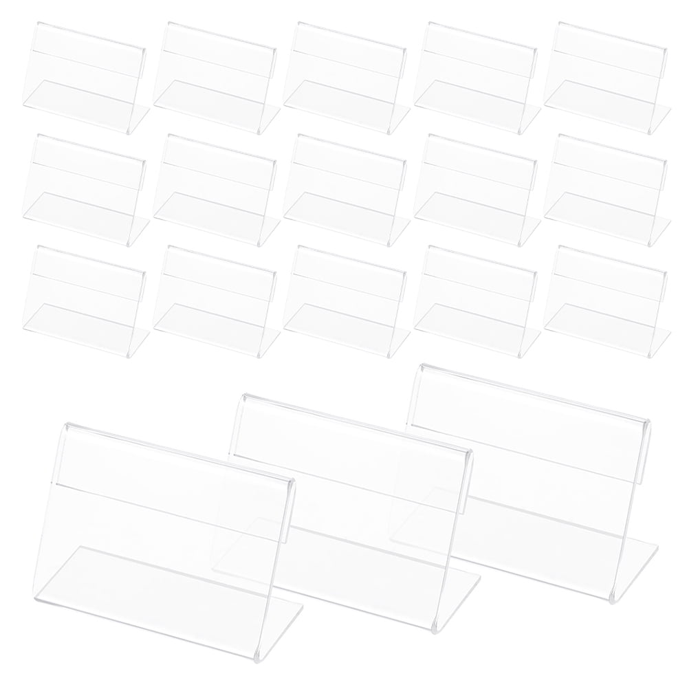 WORGEOUS 30 Pcs Mini Clear Sign Display Holder Horizontal Slanted L ...