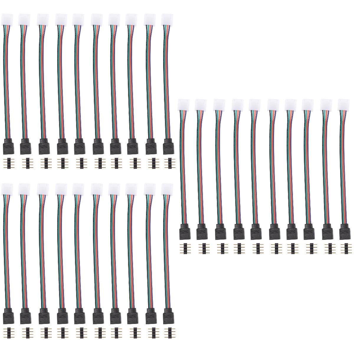 WORGEOUS 30 pcs LED Strip Connector Solderless LED Light Conductor 4 ...