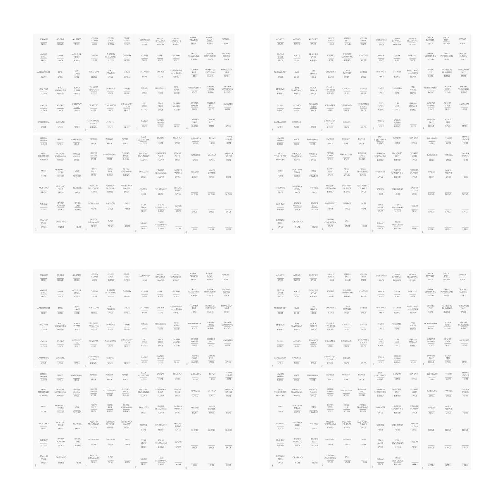 WORGEOUS 32 Sheets Spice Jar Labels Preprinted Minimalist Stickers ...