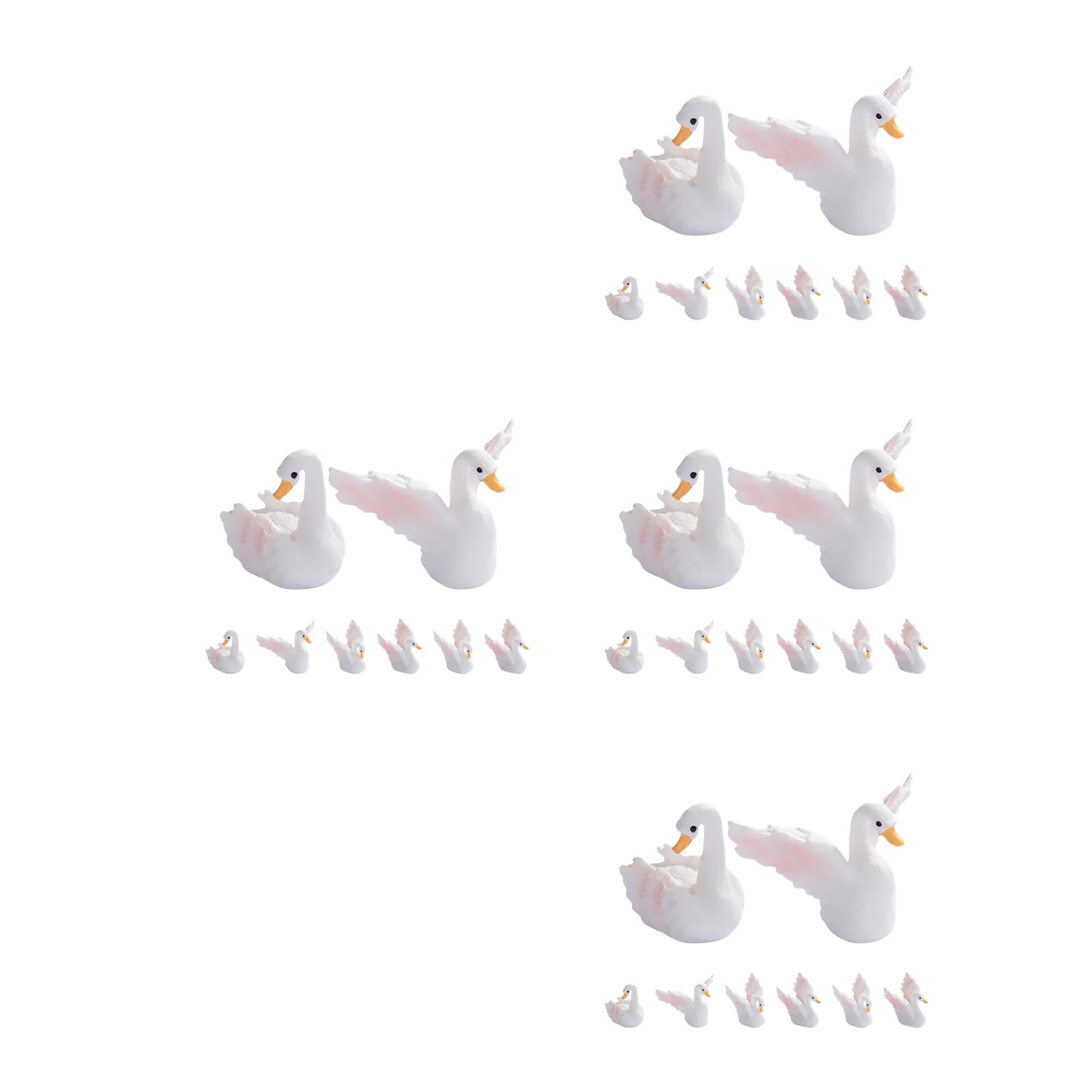 WORGEOUS 32 pcs Resin Swan Figurines Swan Miniature Figurines Fairy ...
