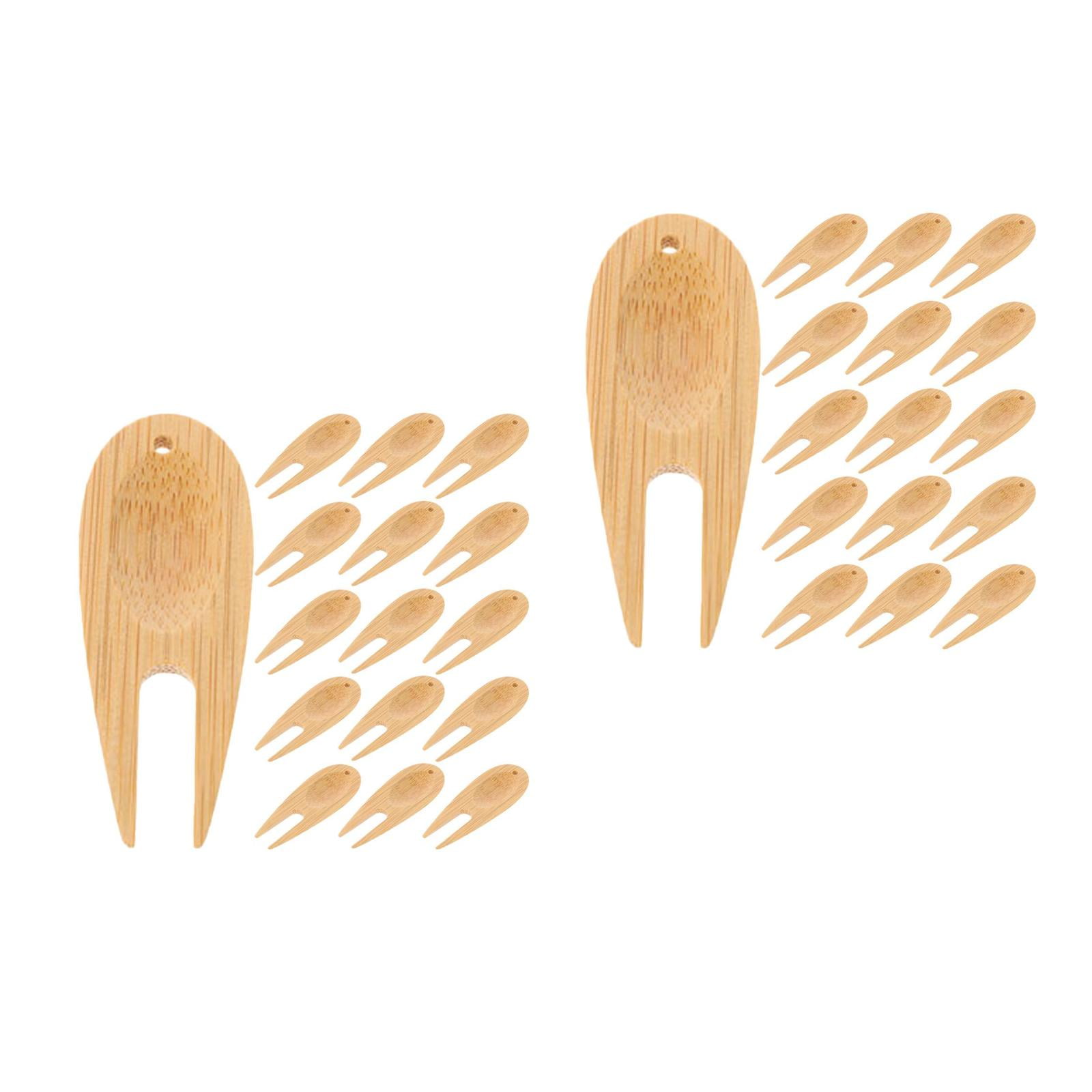 WORGEOUS 32 pcs Wooden Golf Divot Repair Tool for Men Bamboo Fork with ...