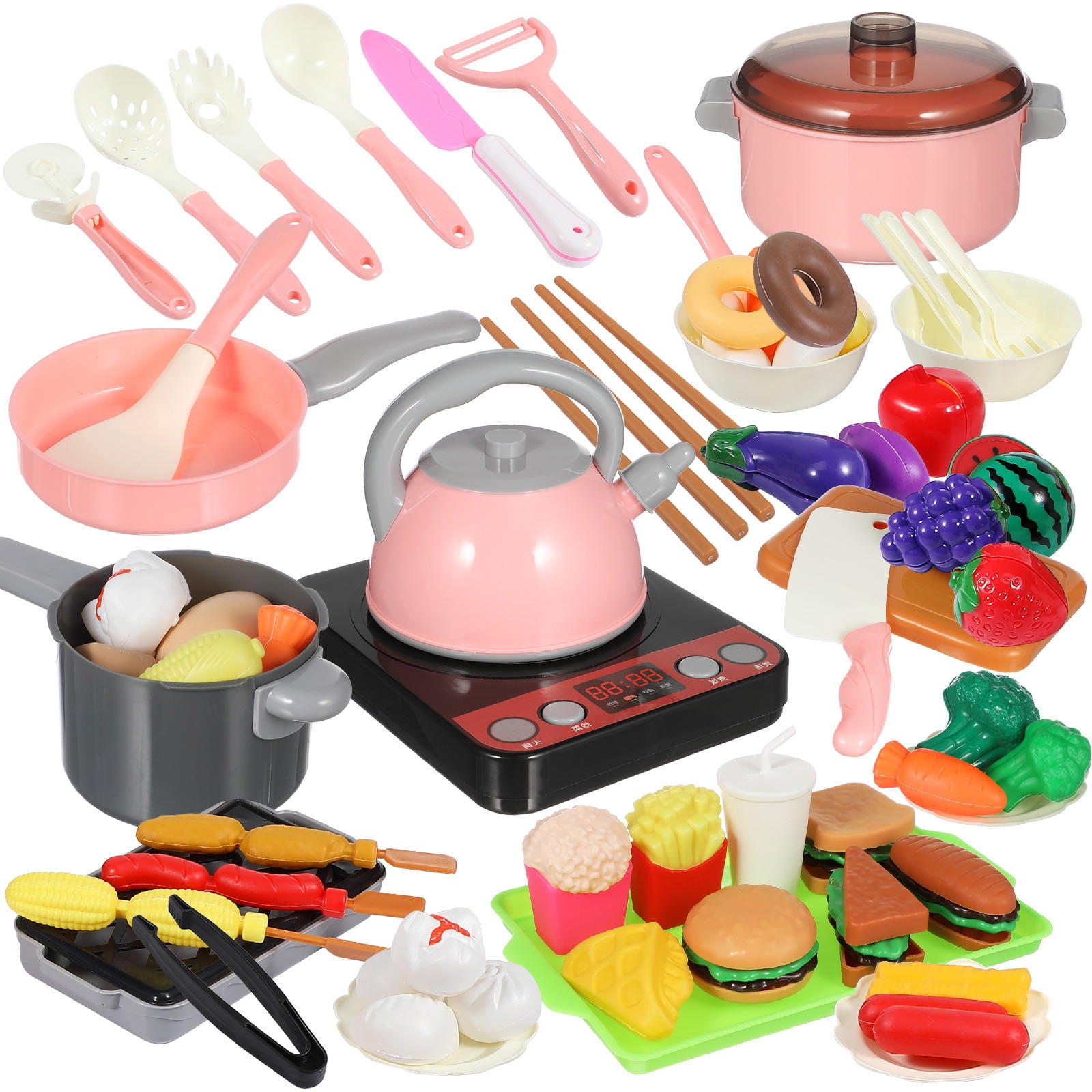 WORGEOUS 32Pcs Kids Kitchen Playset Pretend Food Toddlers Baking Kit ...