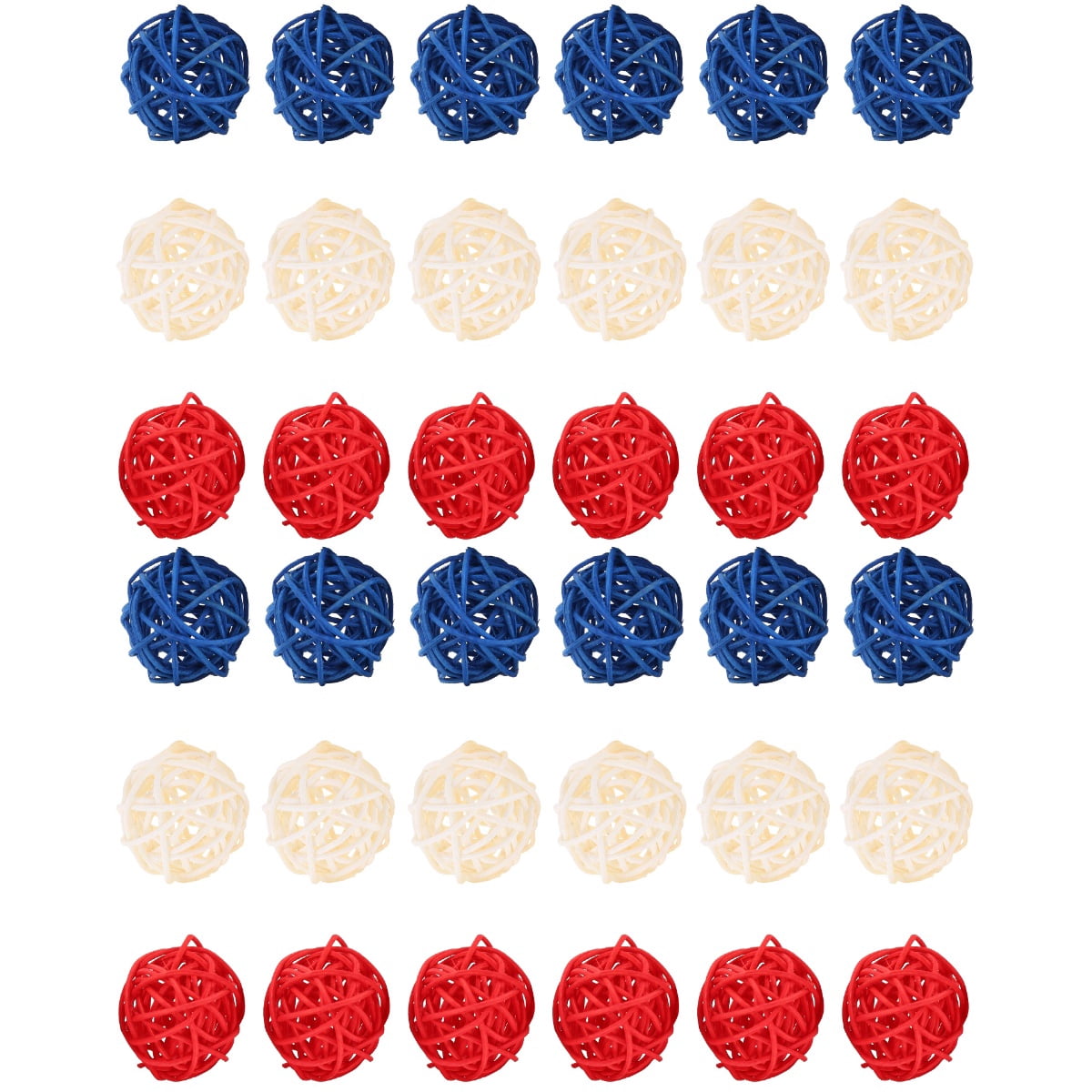WORGEOUS 36 Pcs July Rattan Balls Decorative Red Blue White Rattan ...