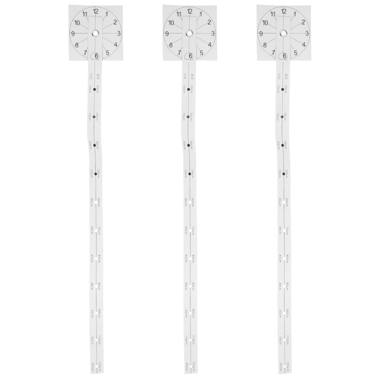 WORGEOUS 3PCS Frameless DIY Wall Clock Assembly Ruler Graduated Paper ...