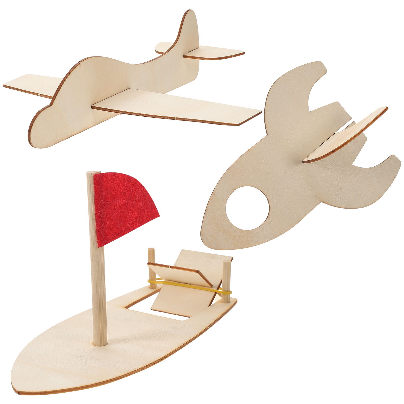 WORGEOUS DIY Airship Toy Wooden 3Pcs 5.9x4.5x3.7in - Walmart.com