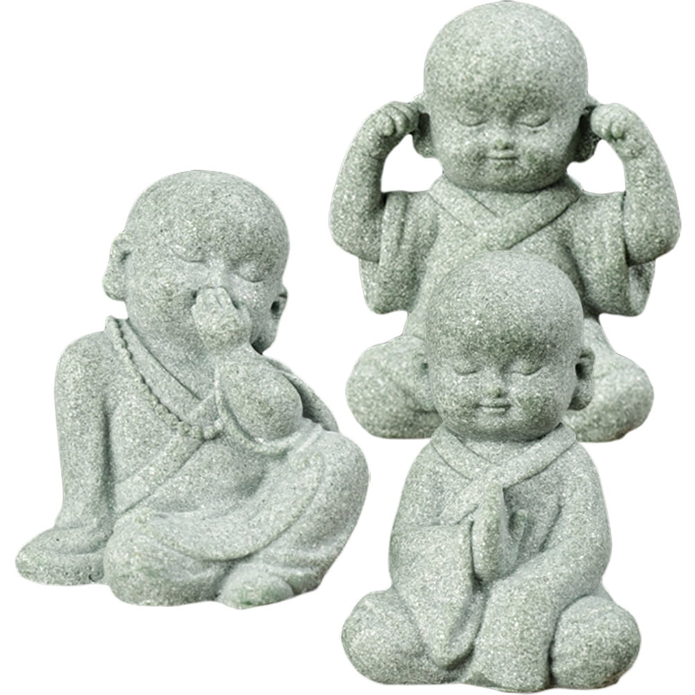 WORGEOUS 3Pcs Little Monk Statue Chinese Style Sculpture Decoration ...