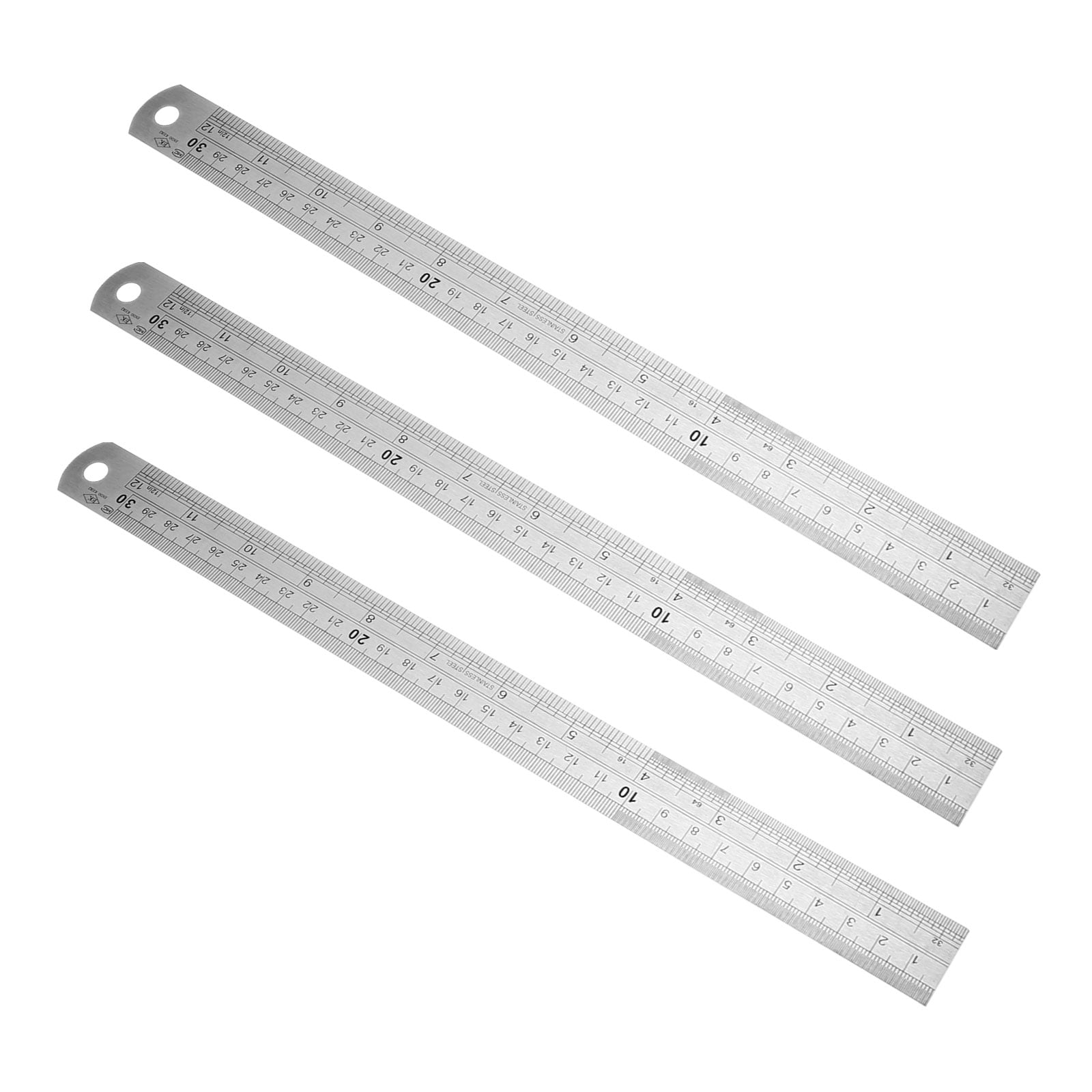 WORGEOUS 3Pcs Stainless Steel Rulers Double Sided Measuring Rulers ...