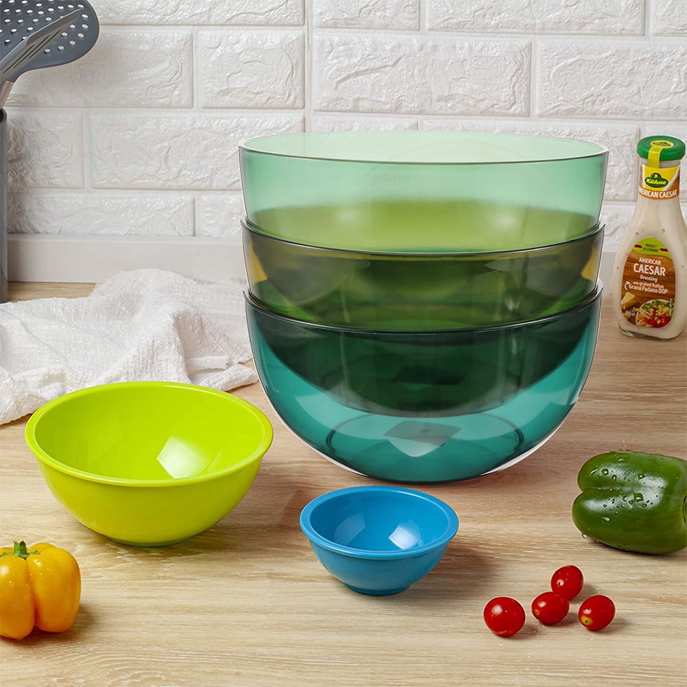 WORGEOUS Salad Bowls for Fruits 3Set Plastic Colored Light Green ...