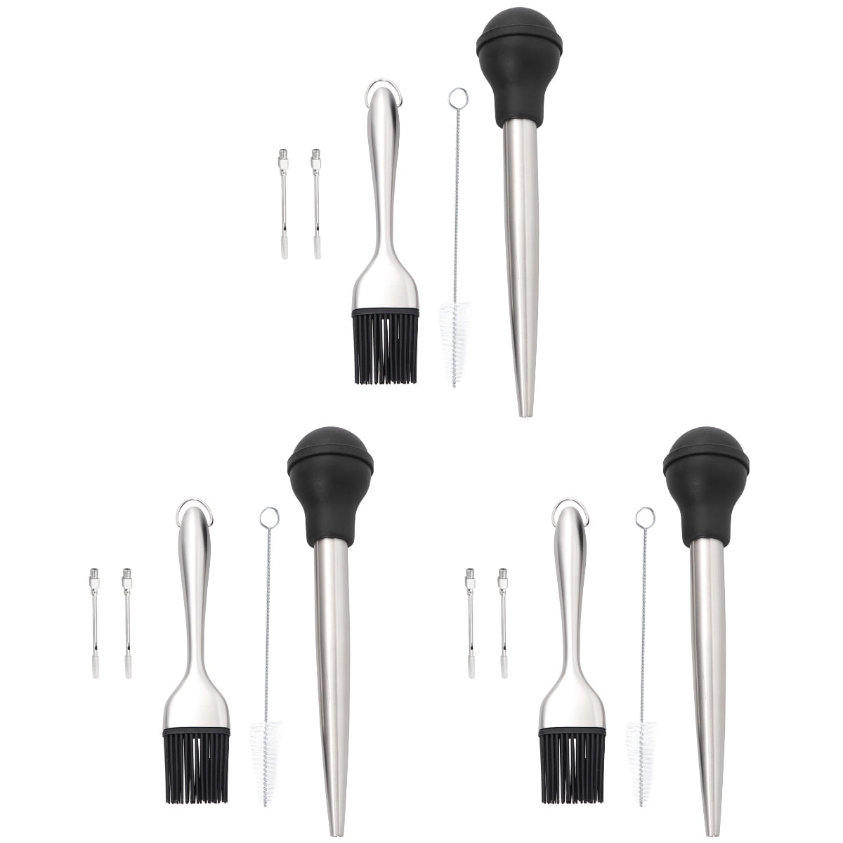 WORGEOUS 3pcs 1 Kit/4 Pcs Stainless Steel Turkey Baster Set Oil Brush ...
