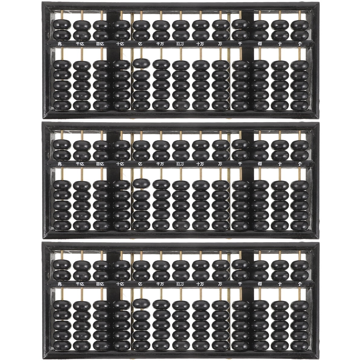 WORGEOUS 3pcs 13-Column Rods 7-beads Wooden Abacus Professional Chinese ...