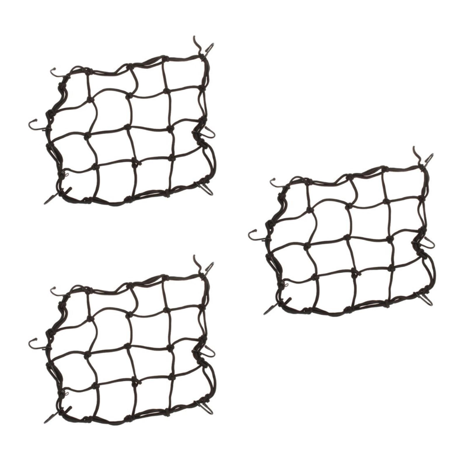 WORGEOUS 3pcs 28*28cm Luggage Cargo Bungee Net Bag 6 Hooks Bike ...