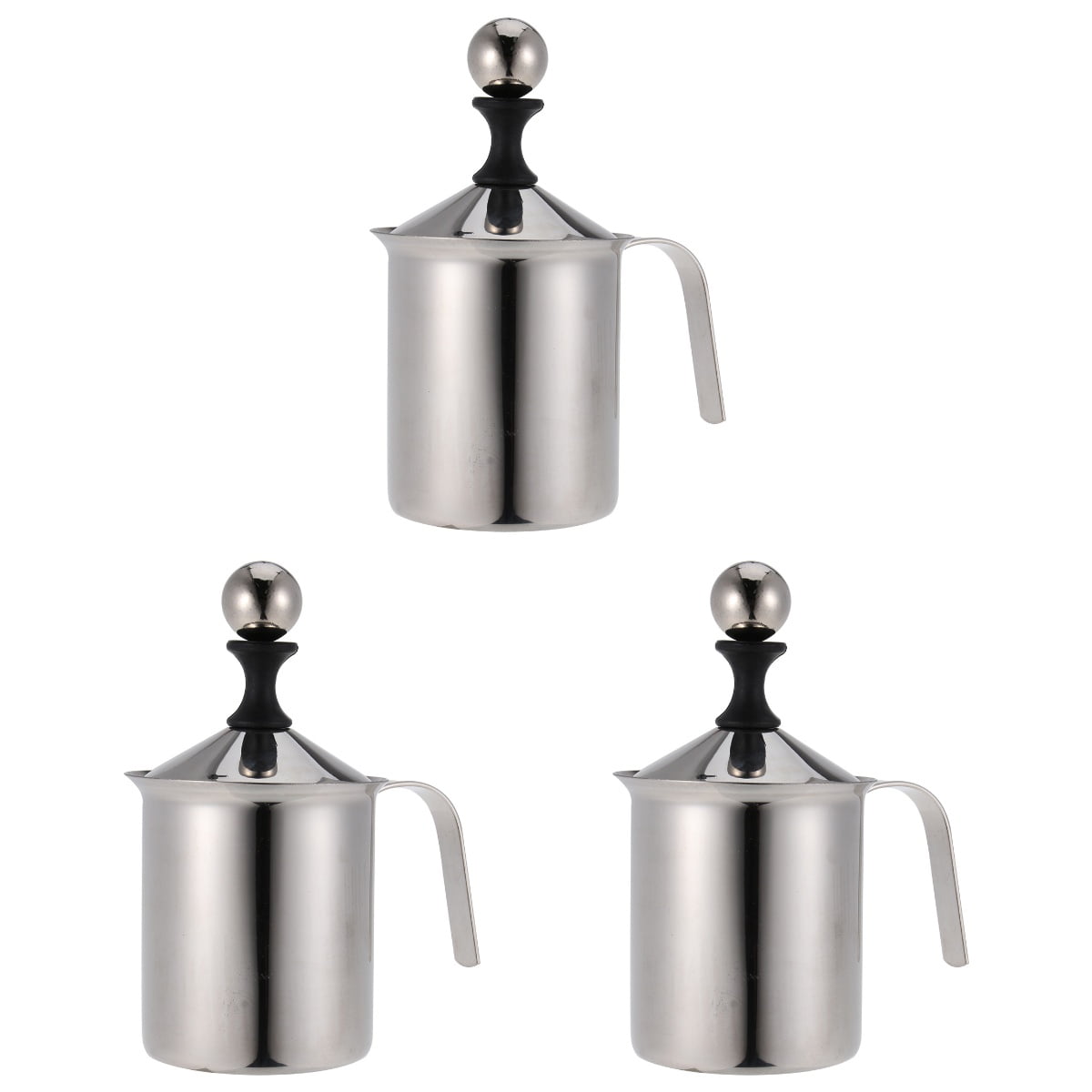 WORGEOUS 3pcs 400ML Manual Milk Frother Stainless Steel Double Mesh ...